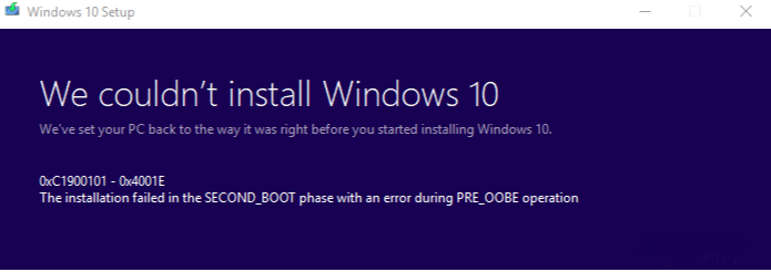 Fix Error 0xC1900101 – 0x4001E When Upgrading Windows 10 - ZineTek